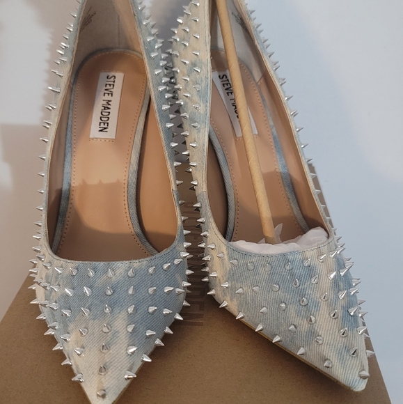 Steve Madden | Shoes | Steve Madden Spike Denim Heels | Poshmark